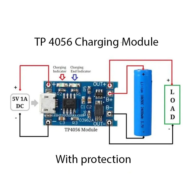 Type-C TP4056 5V 1A Li-ion Battery Charging Module and 18650 Single ...