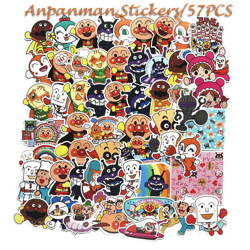 57 Japan Anpanman stickers, cute children's suitcases, lockbox stickers ...