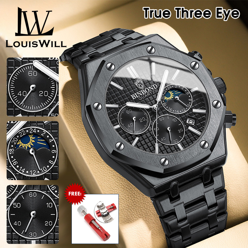 LouisWill Men's Quartz Watch Fashionable Watch Multi-function True ...