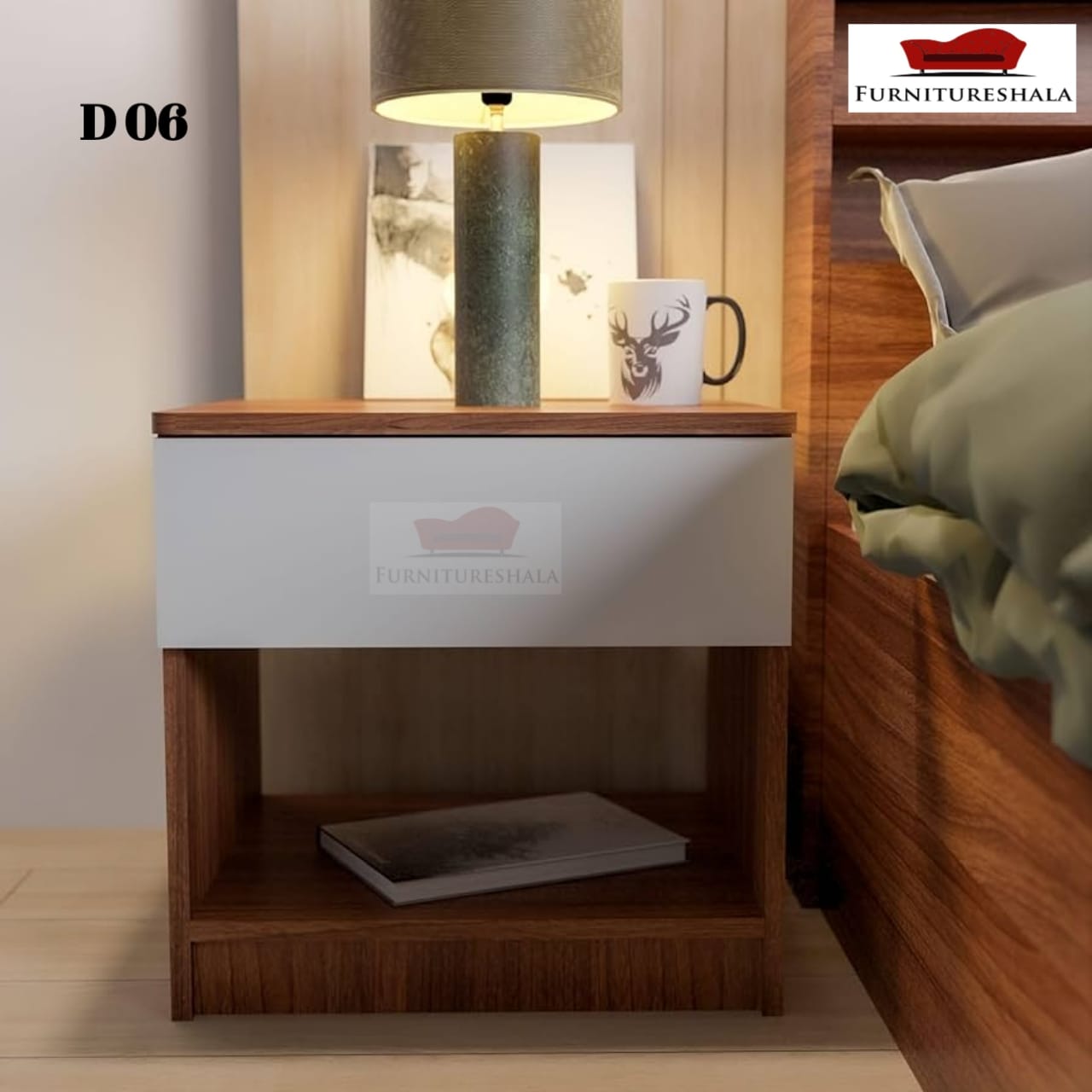 FurnitureShala Bedside Table with Storage / Unique Design with1 Drawer ...