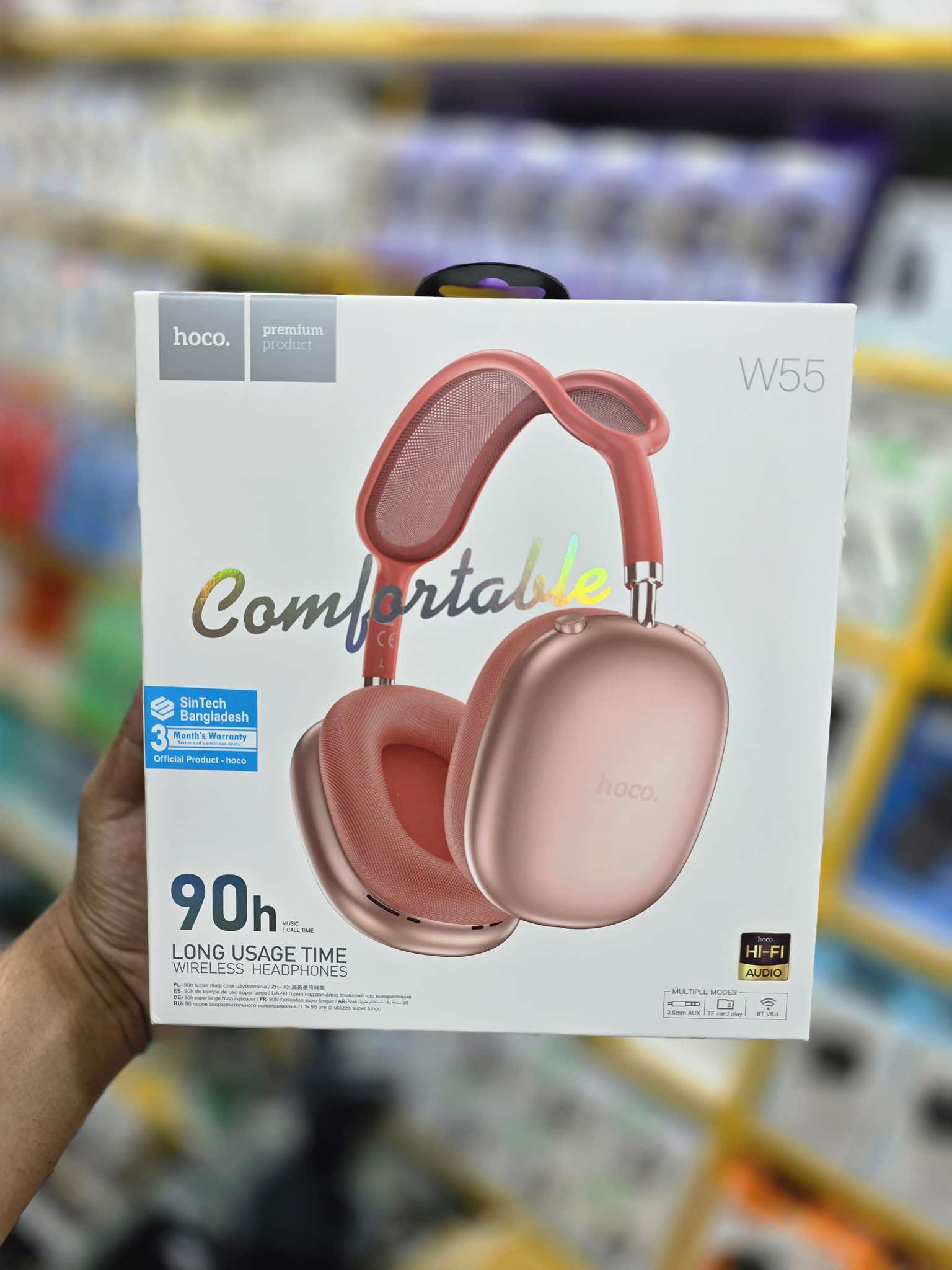 Hoco W55 Wireless Over-Ear Headphones - Bluetooth Connectivity, Noise Isolation, Comfortable Fit ...