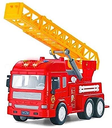 TEMSON Babytintin Multi Colored Big Size Friction Powered Realistic Fire Rescue Truck Toy with ...