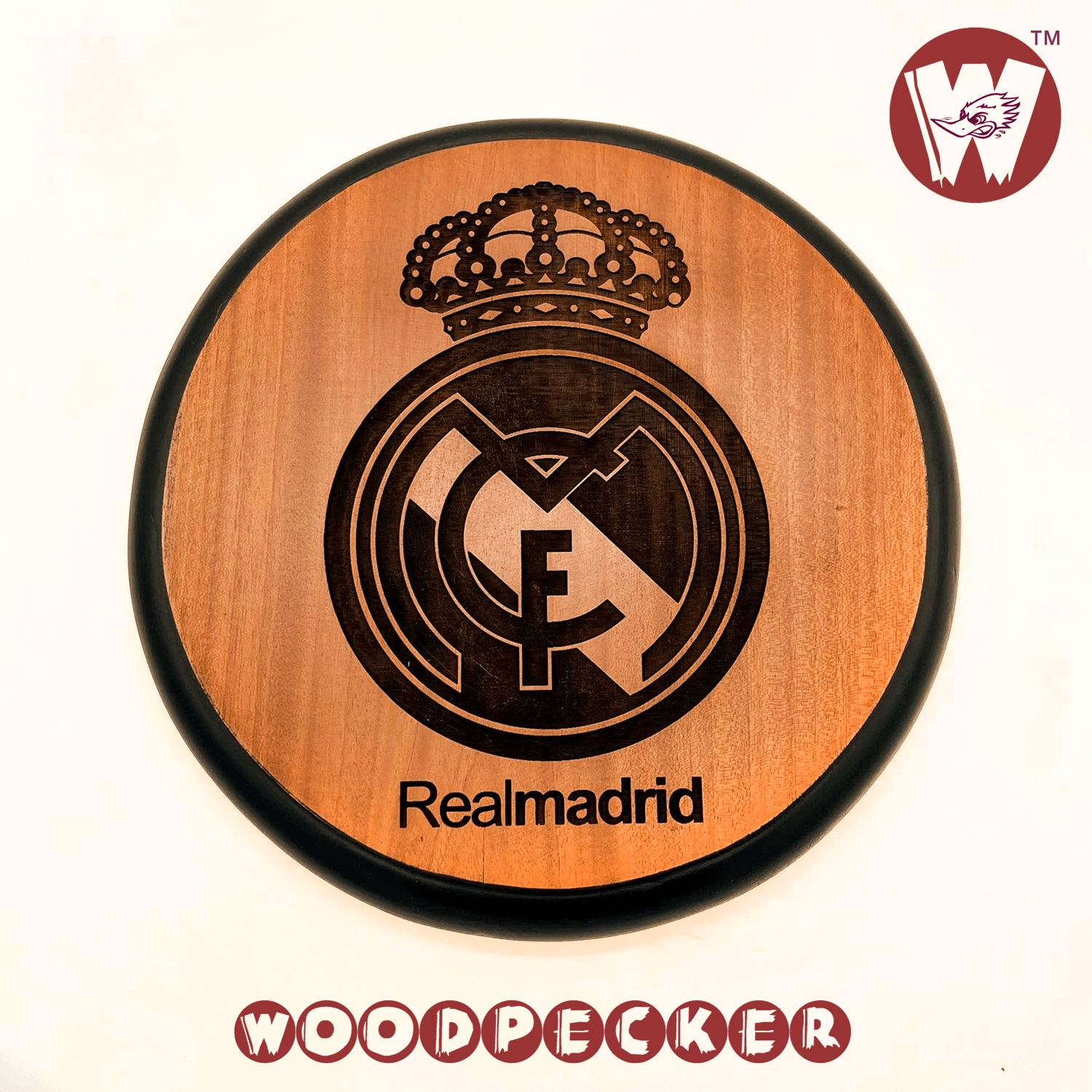 Premium Quality - Real Madrid Logo Sports Wall Matt Black Border 8x 8 ...