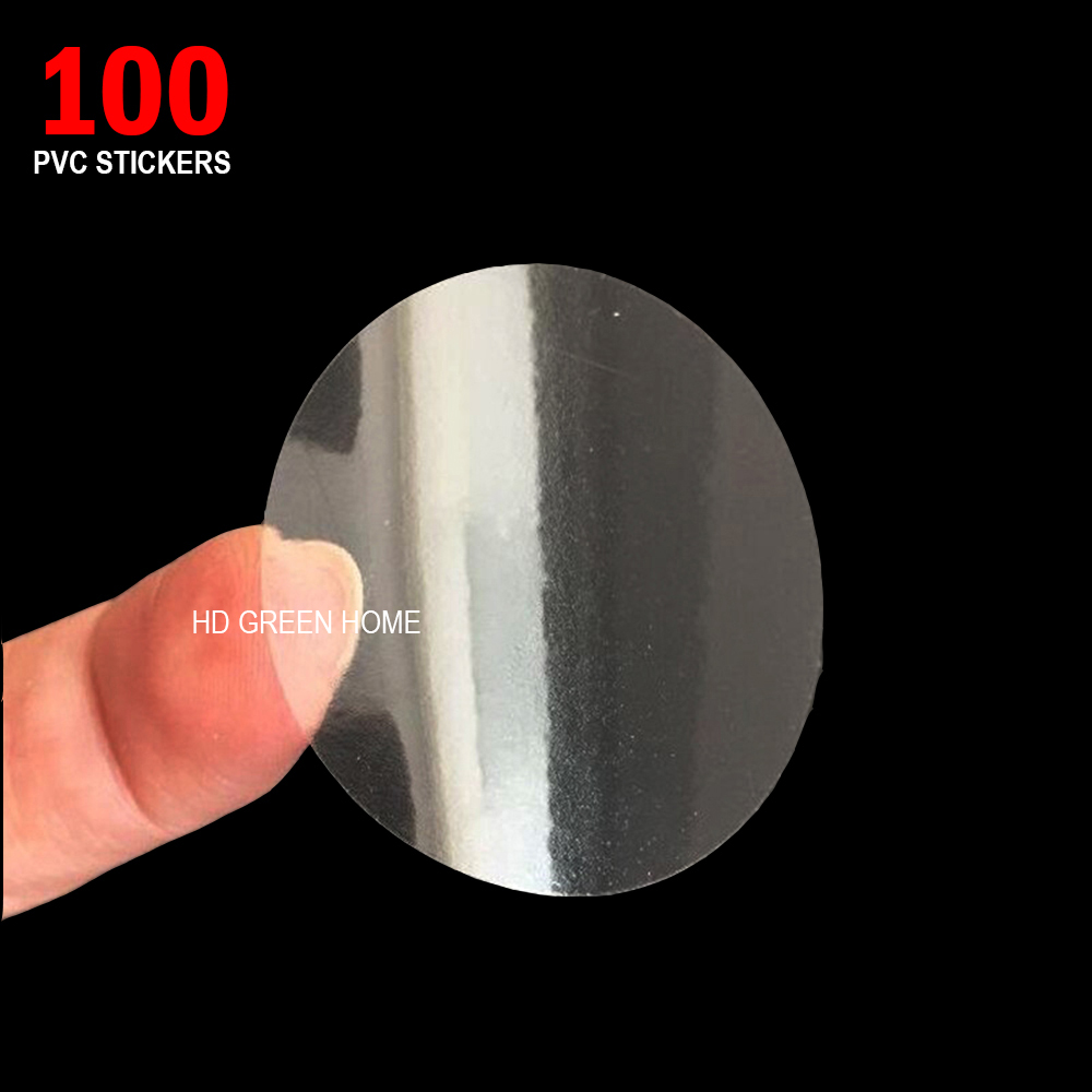 100 pcs x 3.8cm Round Clear PVC Sticker Dot Transparent Box Seal ...