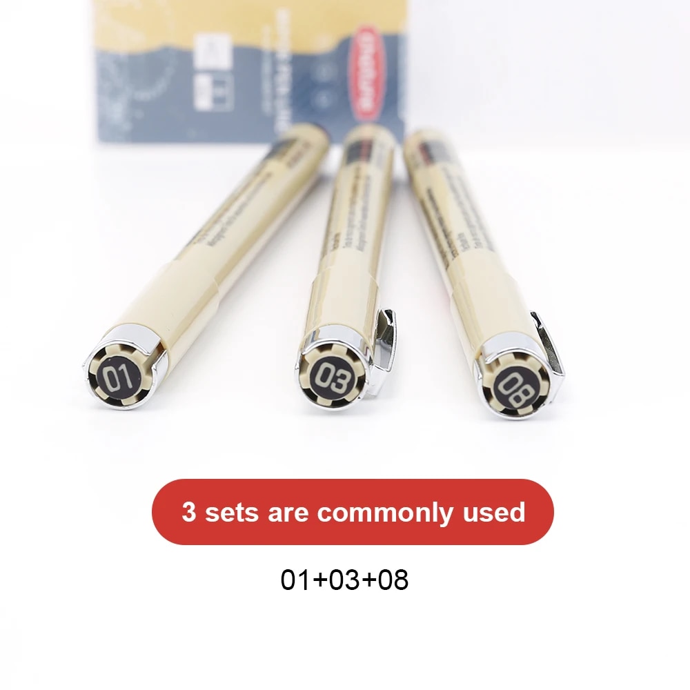 12 Tip Pigment Liner Micron Ink Marker Pen for Manga Draw Sketching ...