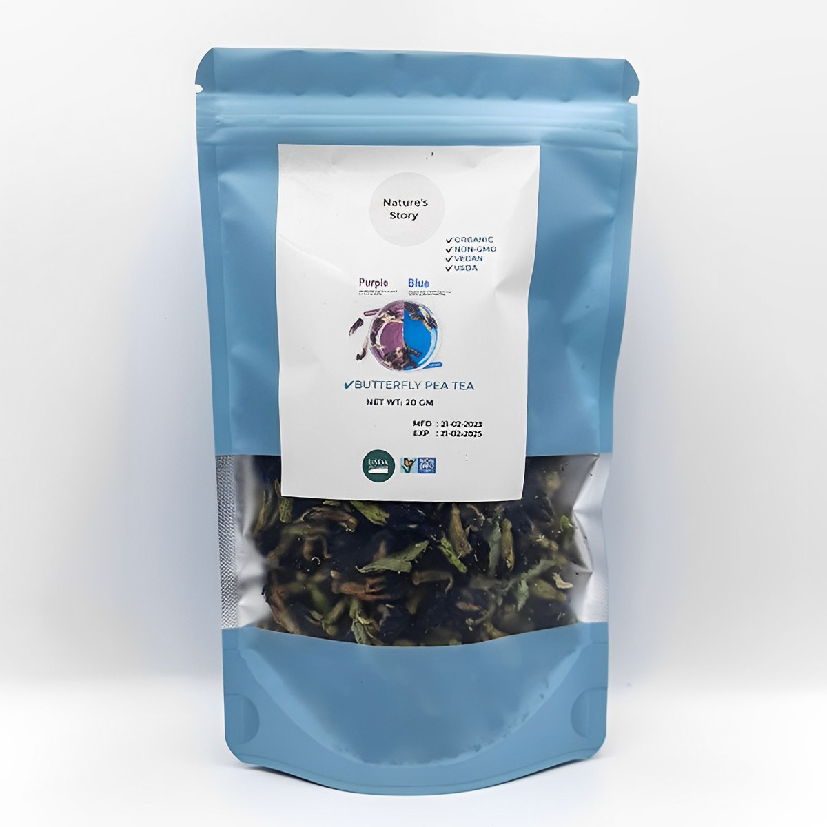 Blue Butterfly Pea Flowers Tea, Dragon Pea Flower, Butterflies Tea 20G ...