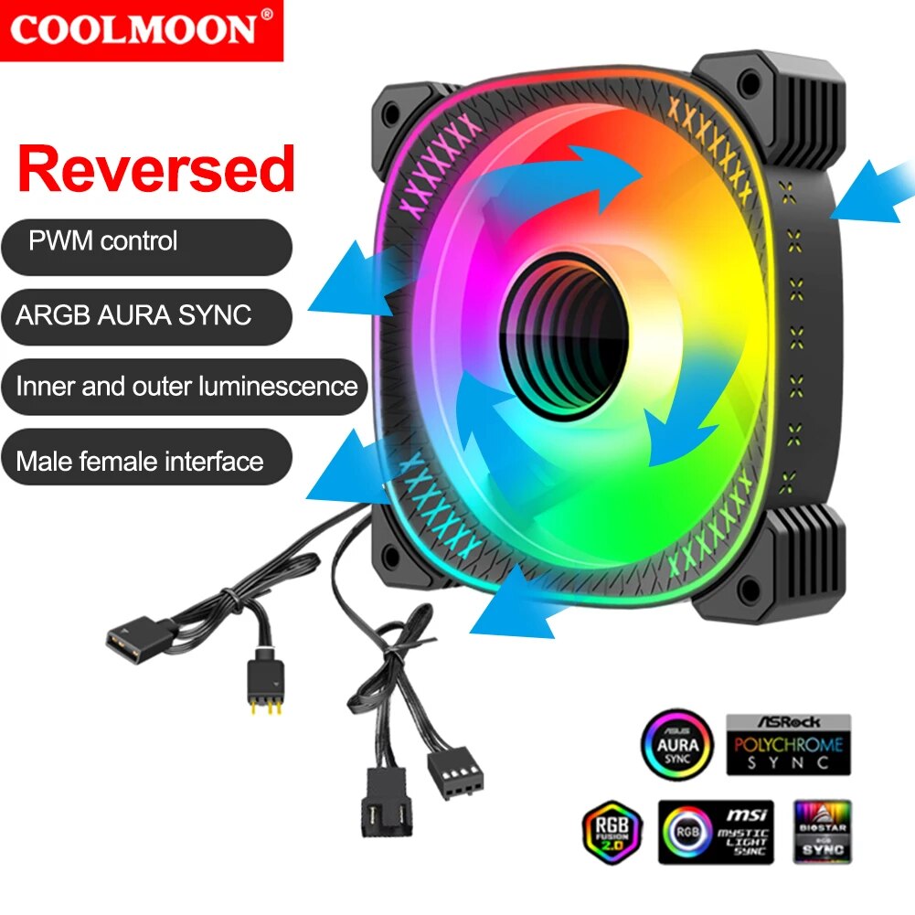 ARGB CPU Cooler 120mm ARGB PC Case Cooling Fan 12V 4PIN PWM Addressable ...