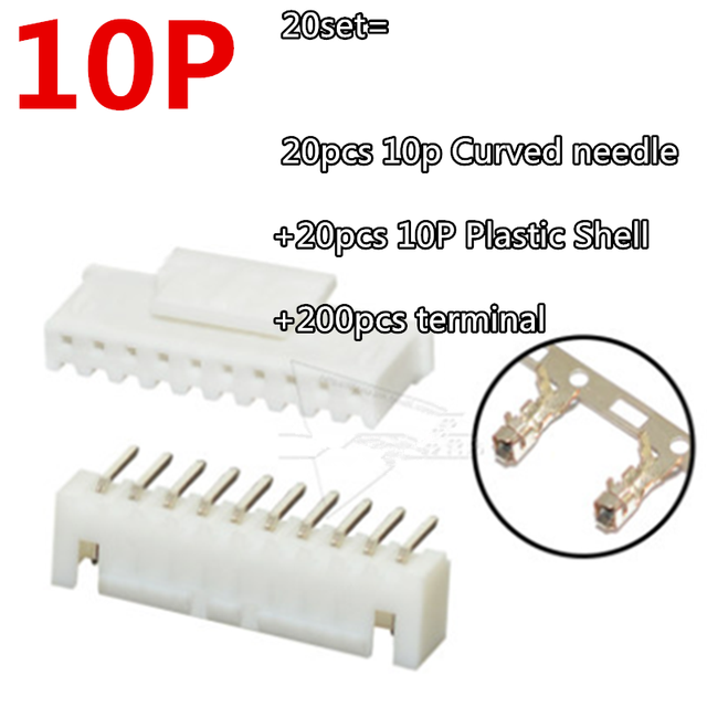 20Sets XH2.54 wire Connector XH 2.54mm Curved pin Header + Housing + Terminal for Car 2P 3P 4P ...