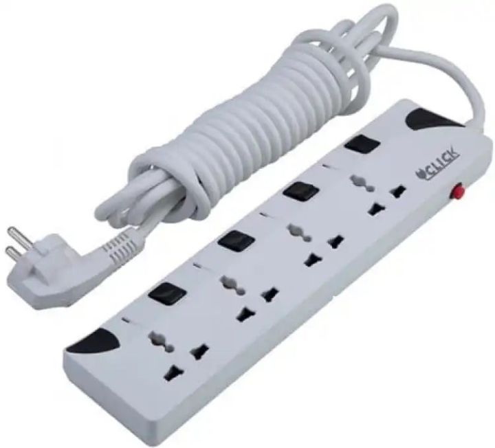 CLICK Safe 4 Point Multiplug Extension Cord 4skt Port Multi Plug Socket
