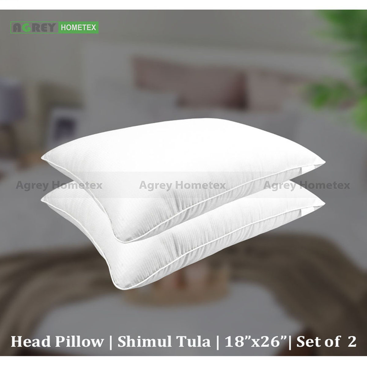 Exclusive Shimul Fiber Head Pillow, White, (18"x26"), Set of 2 | Daraz ...