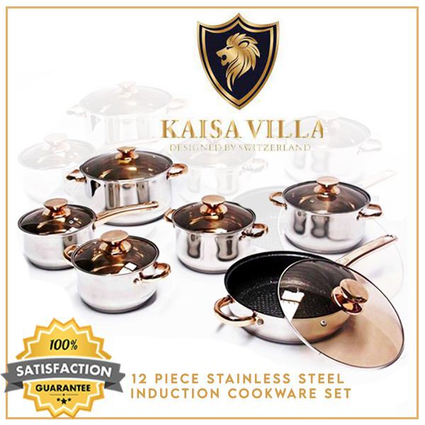Kaisa Villa Stainless Steel Induction bottom 12 pcs Cookware Set(KV ...