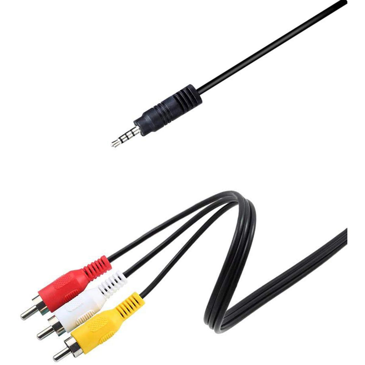 3 RCA Composite Male to 3.5mm Audio Video AV Cable for DVD, Android TV ...