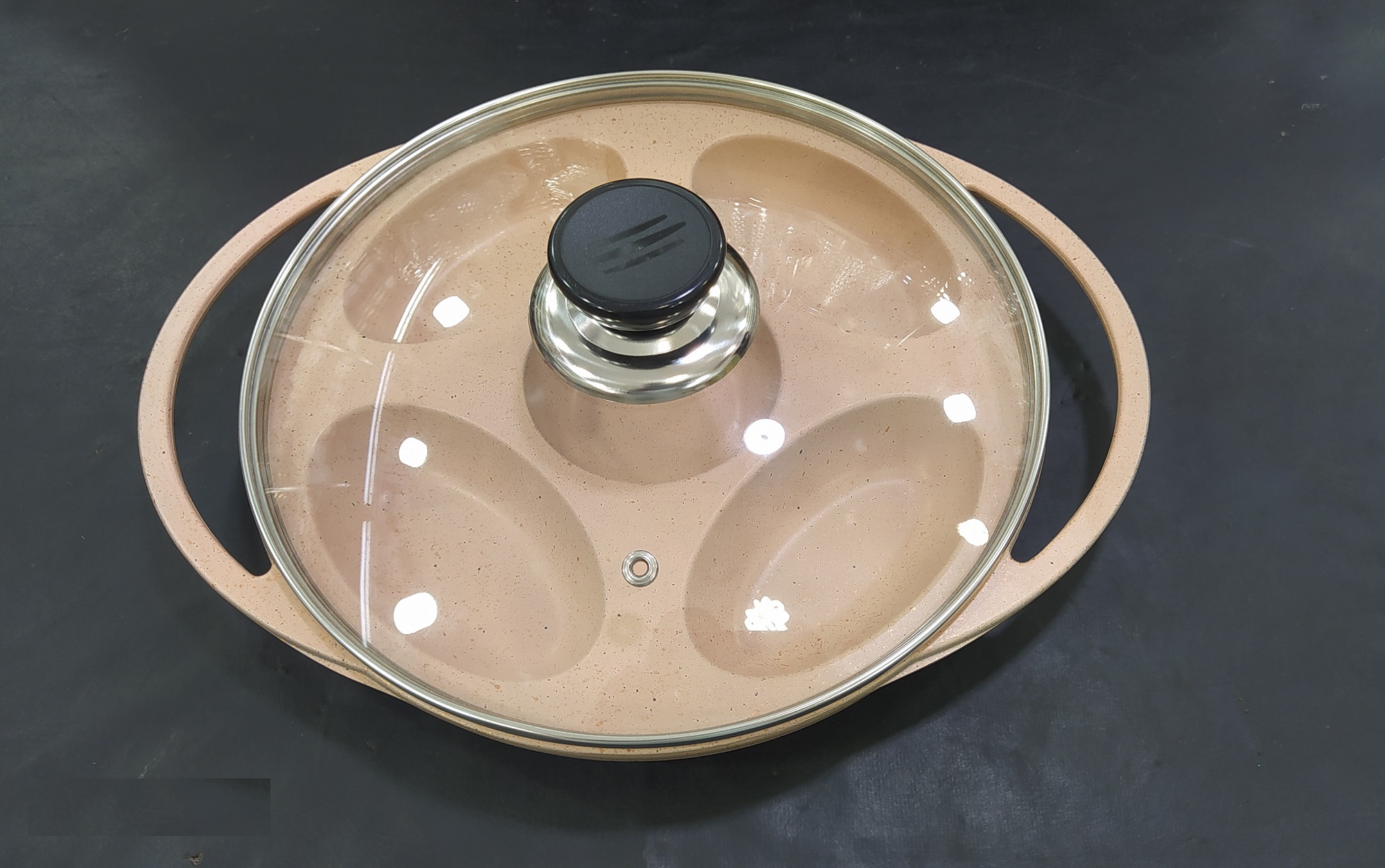 Pitha Pan Exclusive Ful Golden Marble Coating Pitha With Glass Lid ...