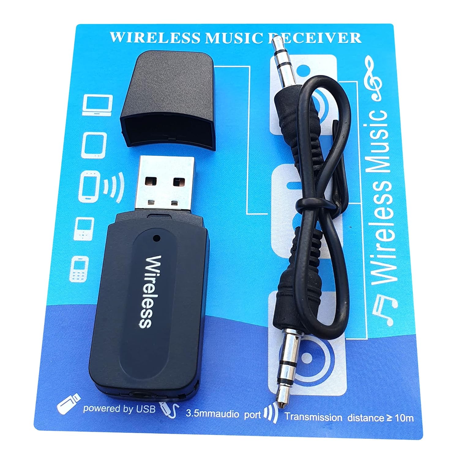 USB Wireless Bluetooth 3.5mm Jack Stereo Music Receiver Adapter for Car ...