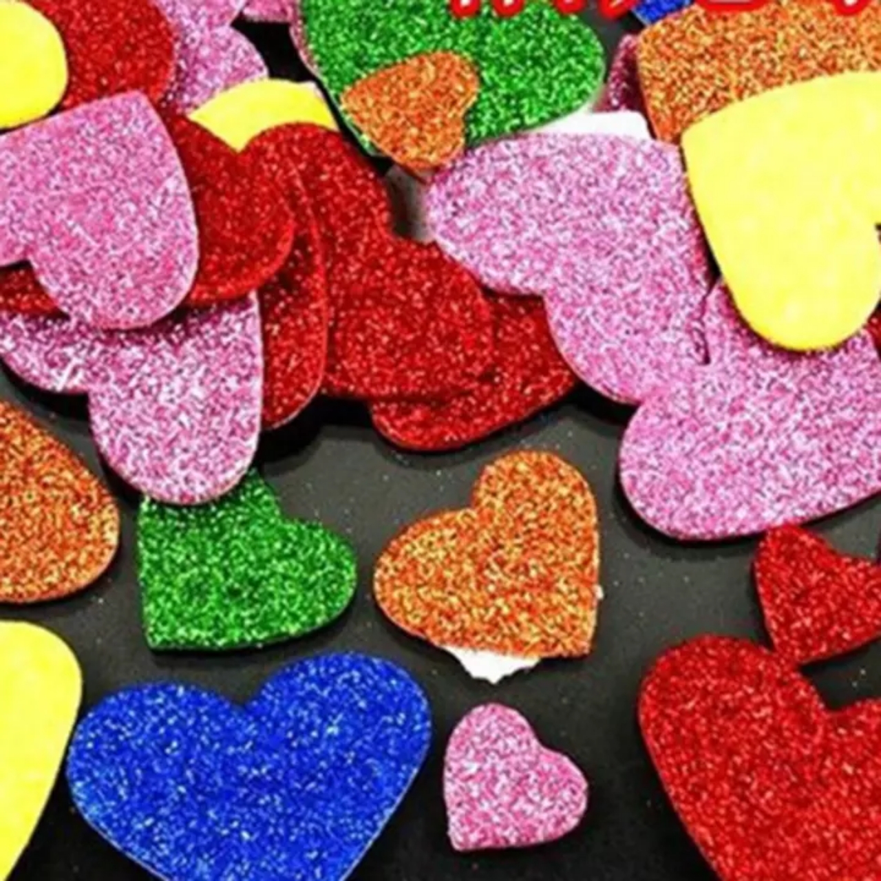 Glitter Foam LOVE/HEART Self-Adhesive - Ideal for Arts & Crafts Projects