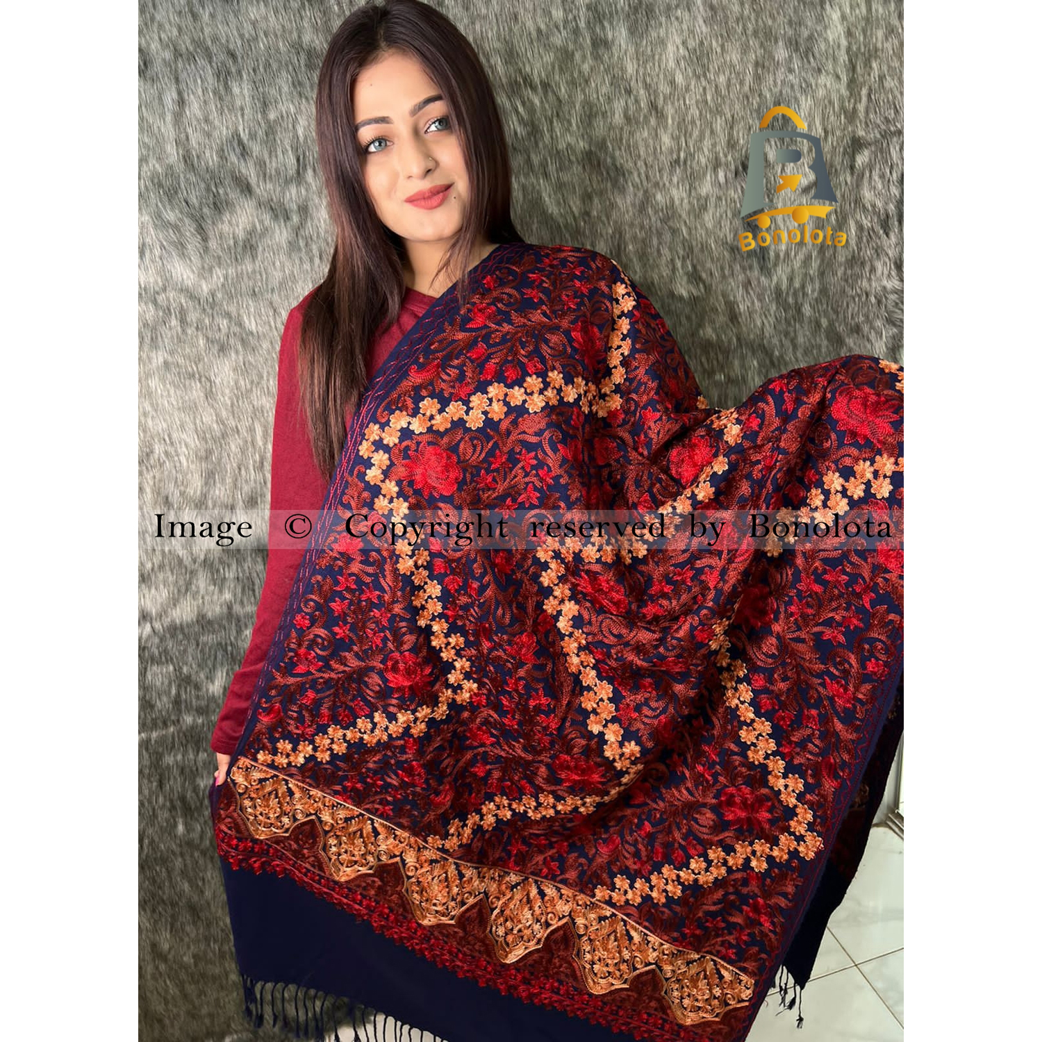 Kashmiri Poshmina shawl Women winter collection shal | Daraz.com.bd