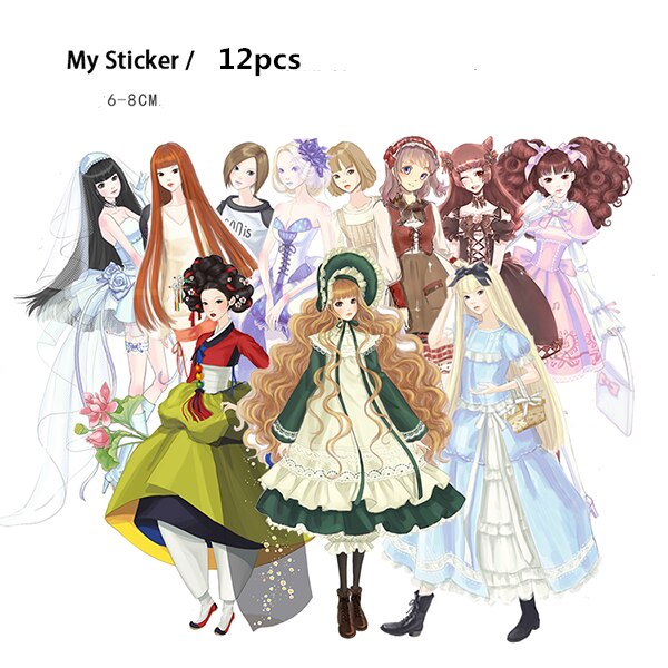 Outfits 6 sheets - Boys and Girls Stickers Dresses Cartoon People ...