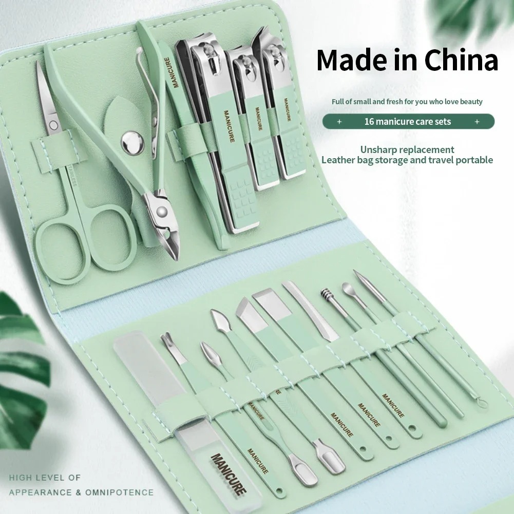 16Pcs Nail Clipper Set Nail Cutter Scissors Nail Polishing Stainless ...