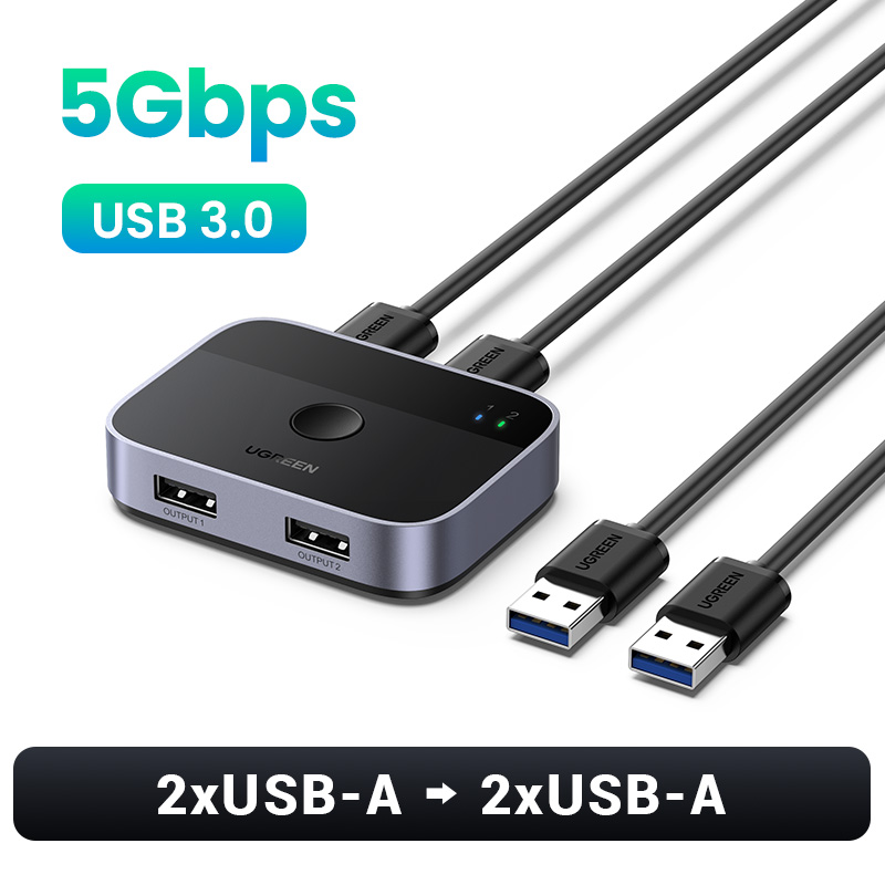 UGREEN USB 3.0 Sharing Switch 2 in 2 out, 2 Computers 4*USB C Port 5Gpbs Peripheral Switcher ...