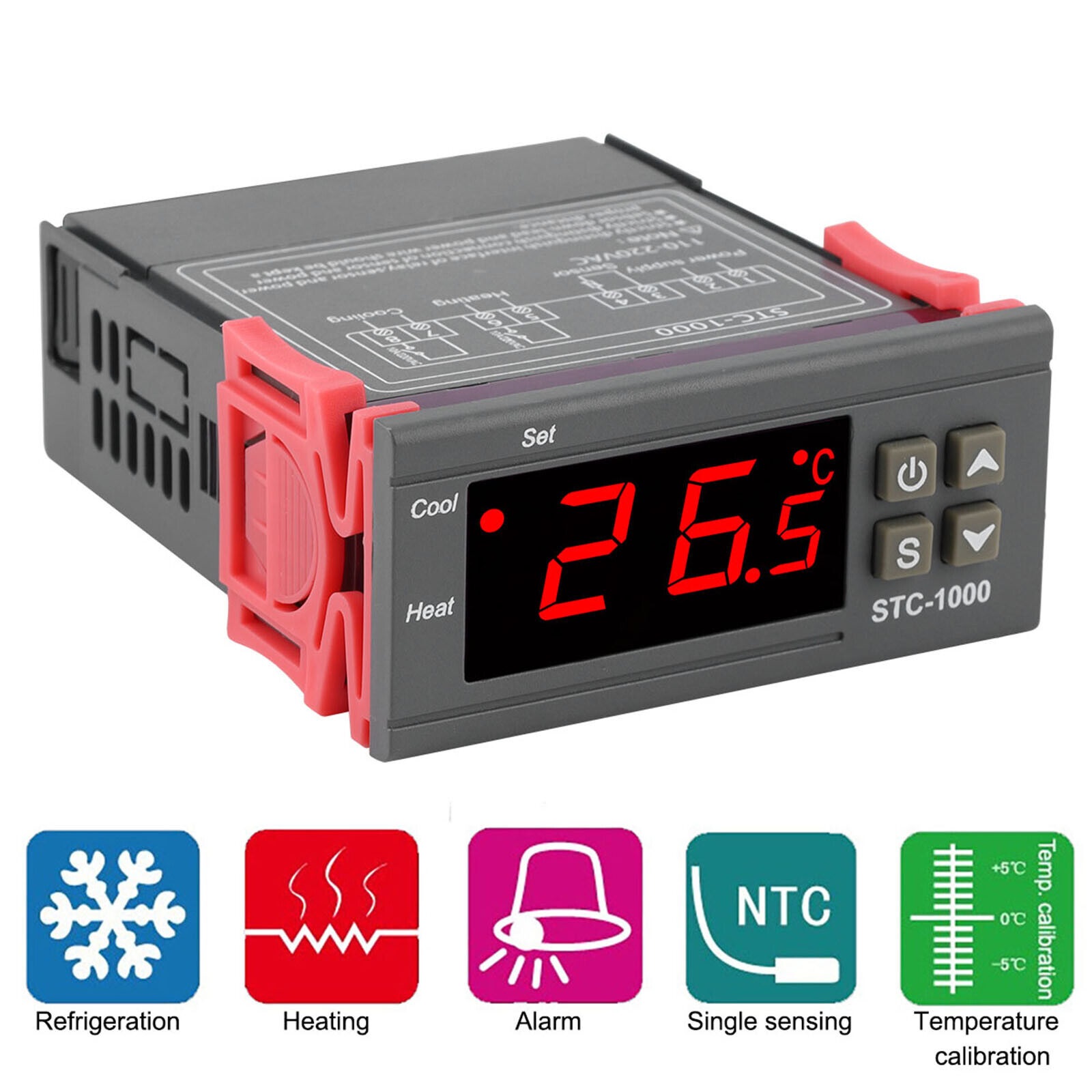 STC-1000 Temperature Controller AC 220V Heat Cool Temperature Control Module for Air Condition ...