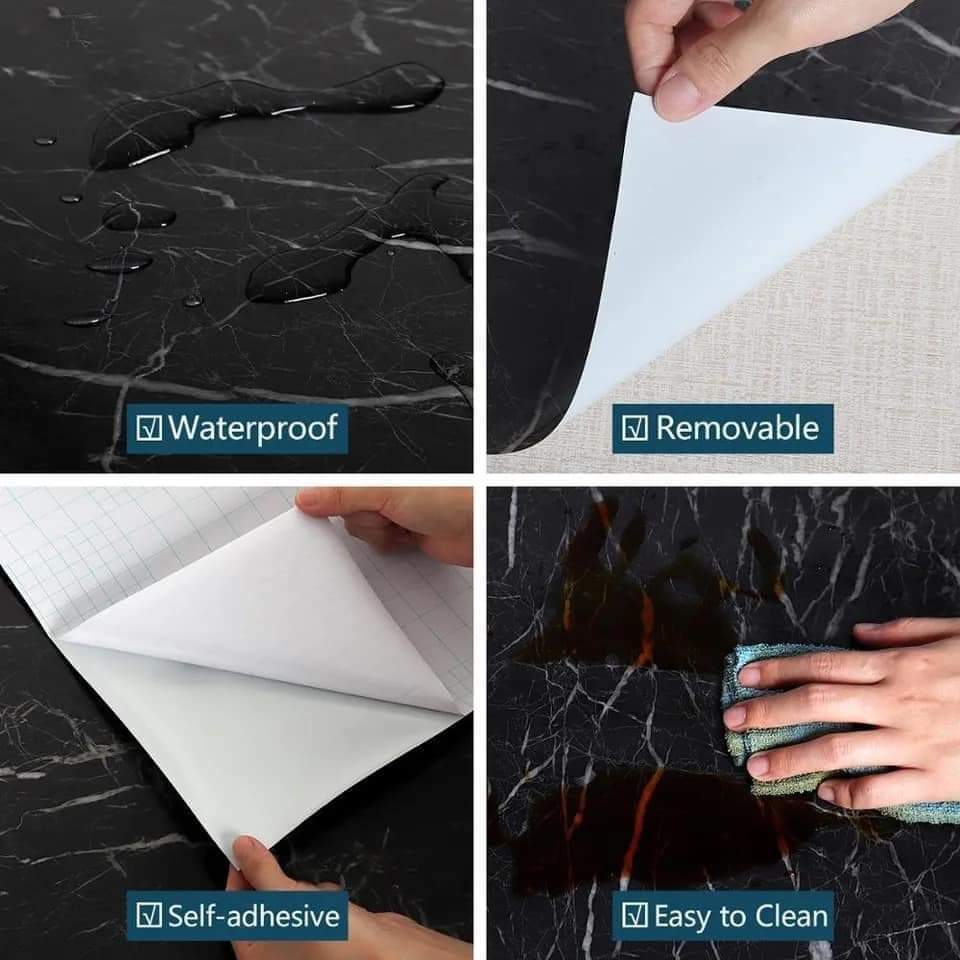 Marble wallpaper Waterproof Sticker Modern Kitchen Cabinet Table ...