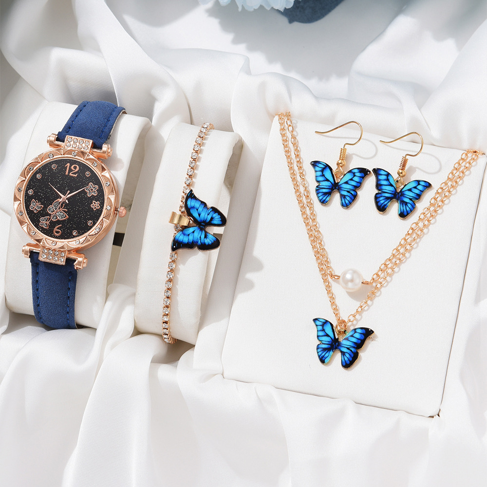 5pcs New Women's Butterfly Quartz Watch Butterfly Face Bracelet ...