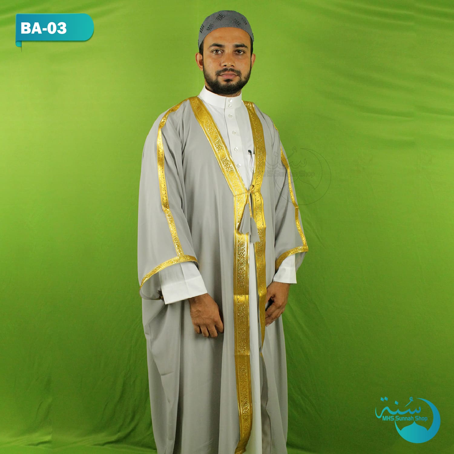 Silver Color Comfortable Bangladeshi Imam Dress Aba Kaaba Thobe for Men