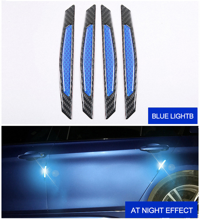 4 Pcs Super Blue Reflective Stickers Fiber Strips Car Side Door Edge ...