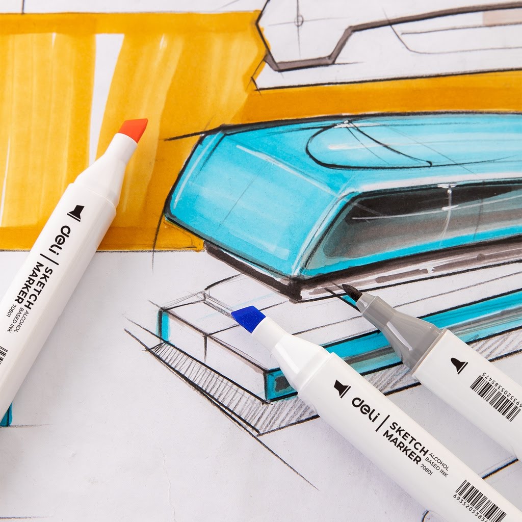 Deli 24 Colors Instant Dry Dual Tip Art Markers,