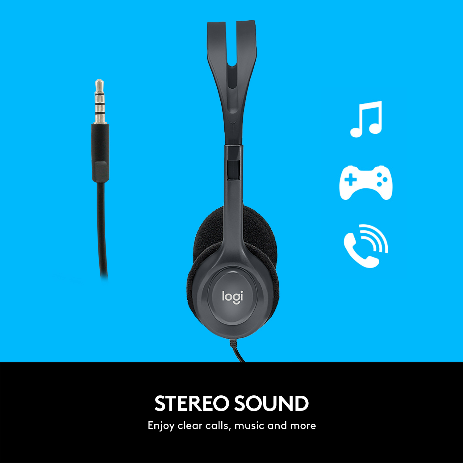 Logitech H111 Wired Headset, Stereo Headphones with Noise-Cancelling ...