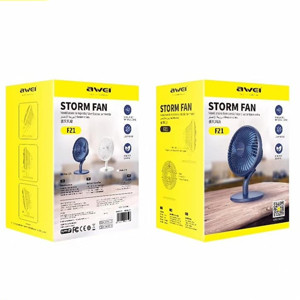 Awei F21 Desk Fan 2000mah Battery Four Adjustable Shifts Strong Wind ...