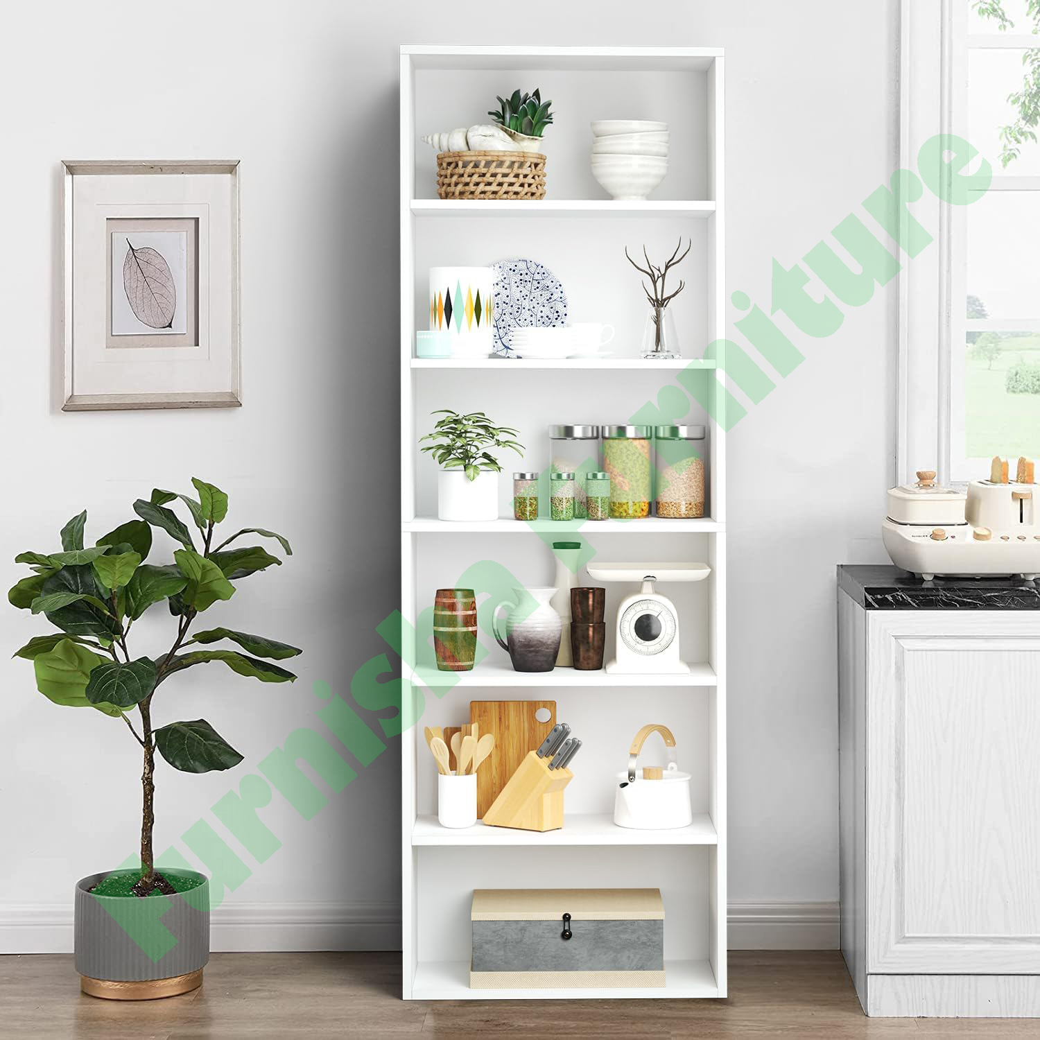 6-Tier Bookcase and Bookshelf, Floor Standing -Story High Bookshelf ...