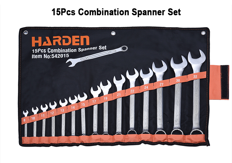 Harden 15Pcs Combination Spanner Set Wrench Set 542015
