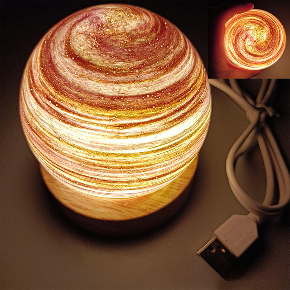 3D USB Night Light Ball Galaxy Home Planet Glass Ball Light Lamp LED ...
