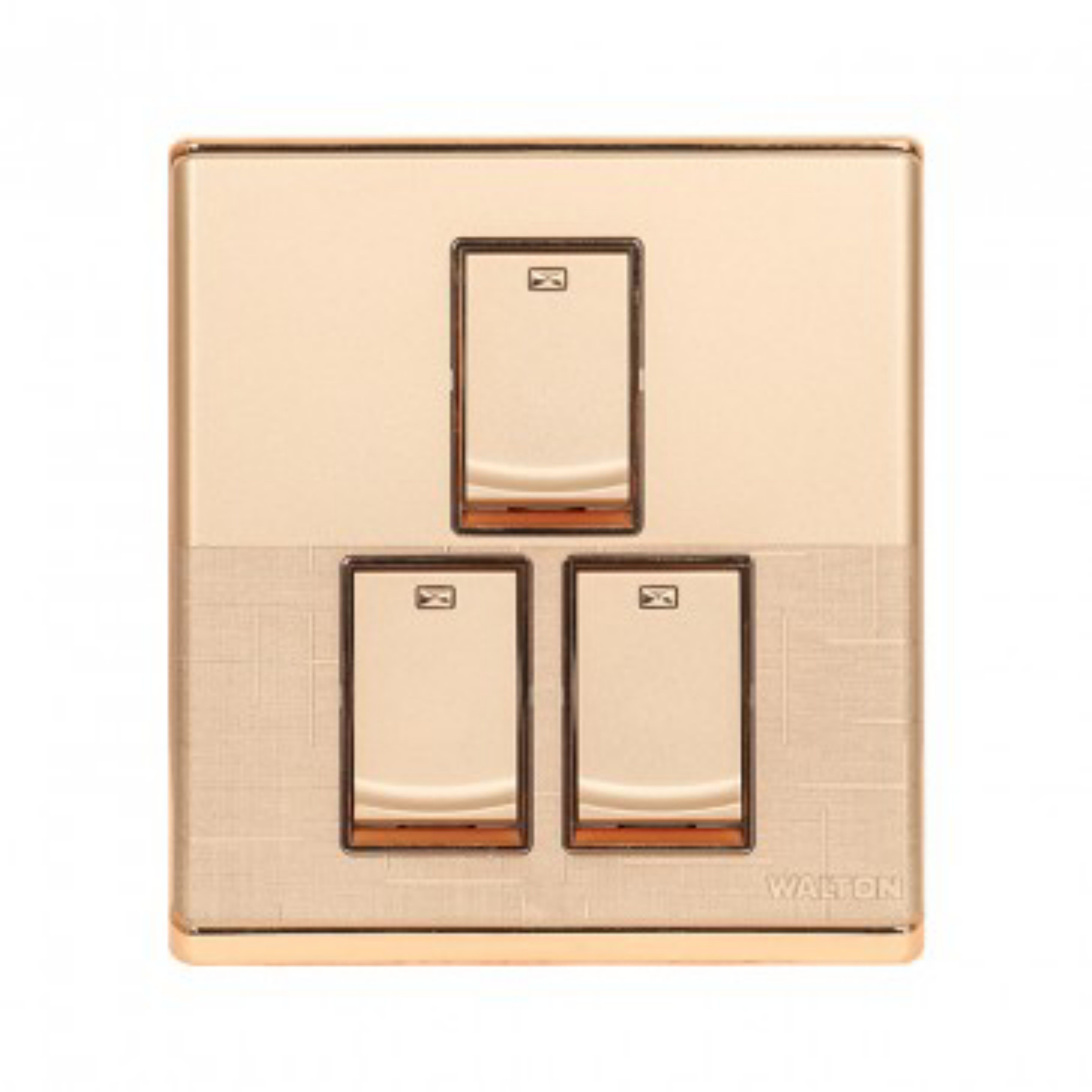WALTON FIONA SERIES-3 GANG SWITCH 1 WAY (GOLD COLOUR) | Daraz.com.bd