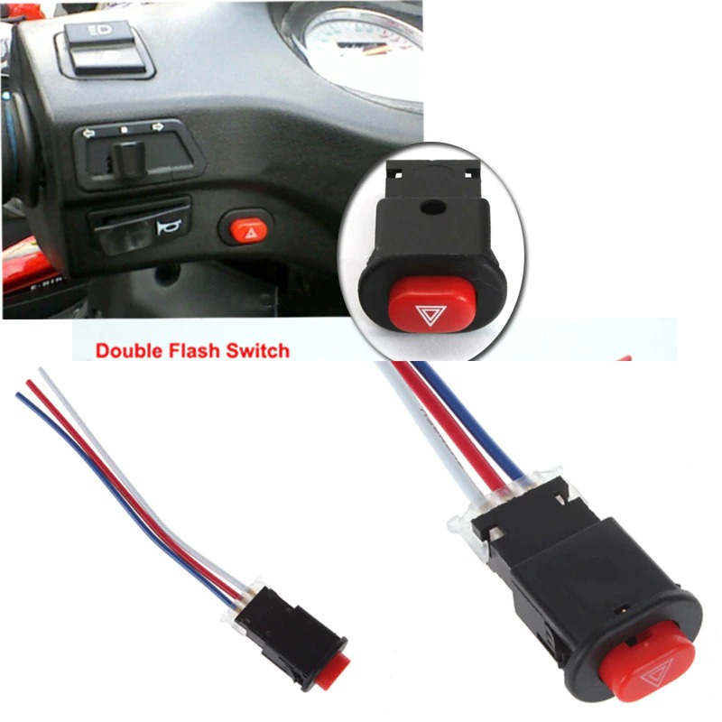 12V Motorcycle Switch Hazard Light Switch Button Double Flash Warning ...