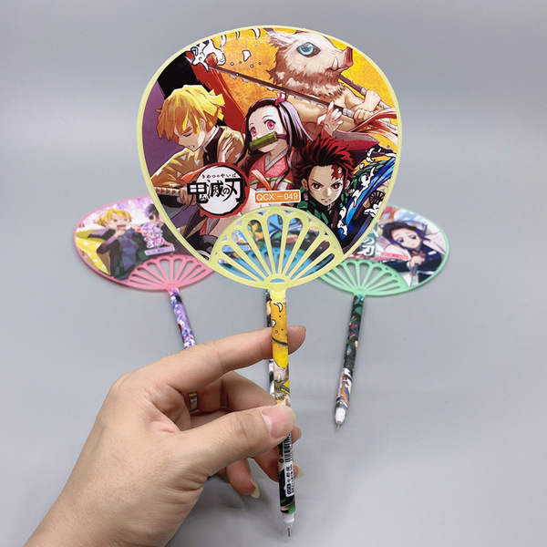 Anime Pen Hand Fan Demon Slayer Kimetsu No Yaiba Pen Summer Fan ...