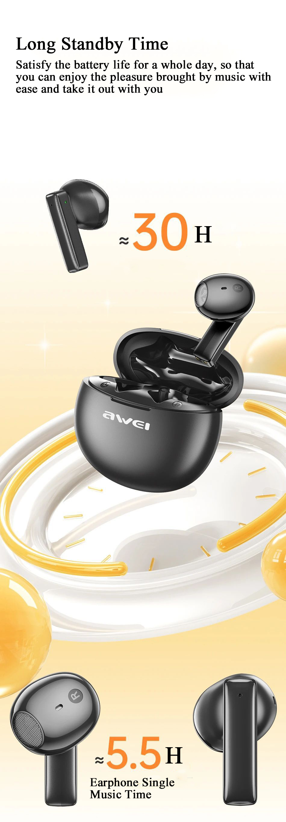 Awei T87 Gaming Earphone Bluetooth 5.3 Low Latency with Charging Case ...