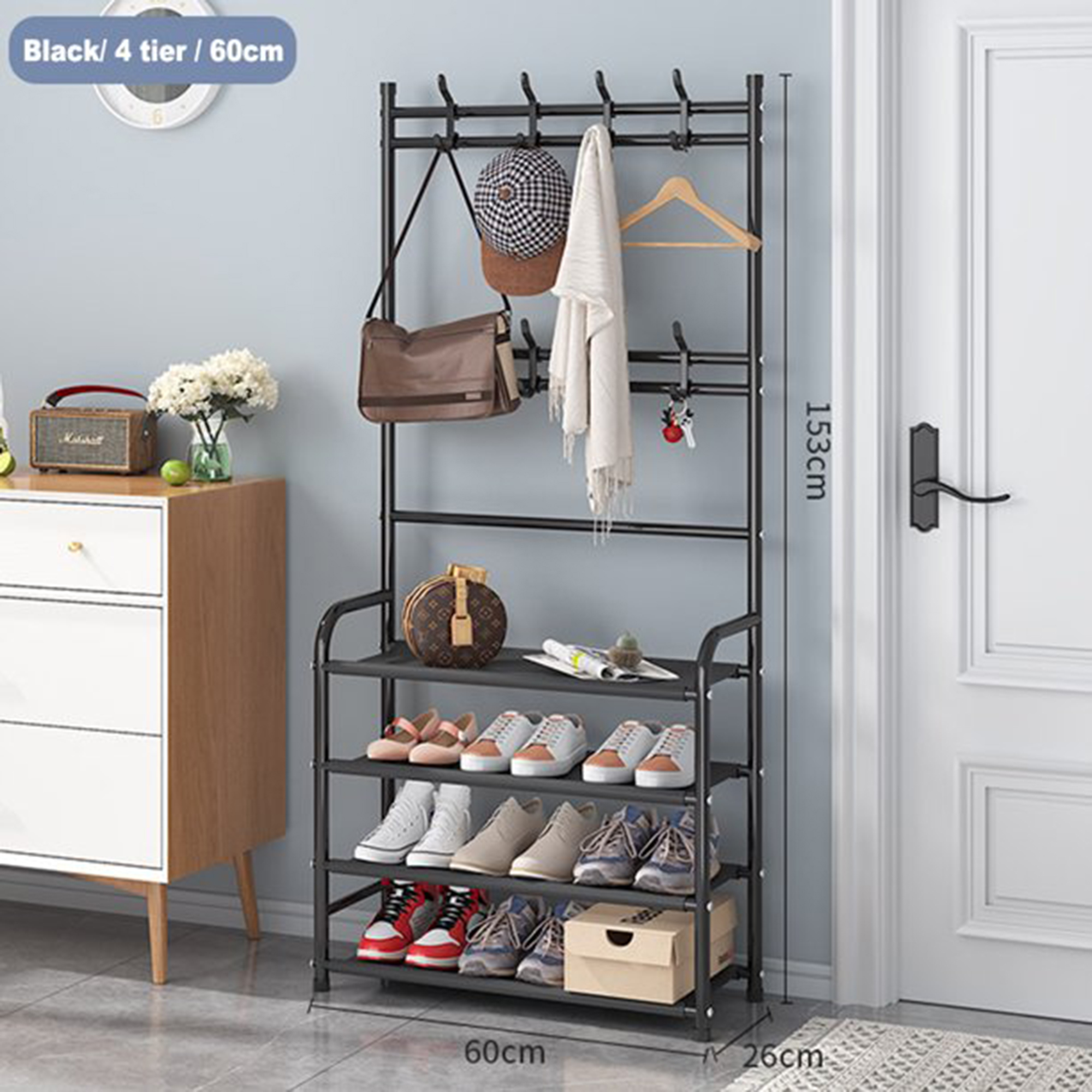 3in1 4 Tier Clothes Hanger and Shoes Rack Shelf Organizer | Daraz.com.bd