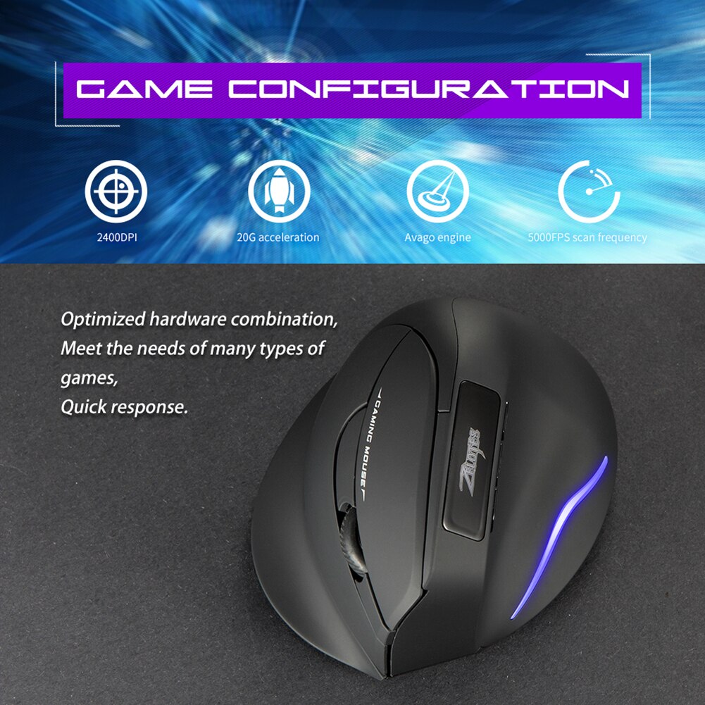 ZELOTES F26 Computer Mice 6 Buttons 2.4GHZ Wireless Gaming Mouse 2400 ...