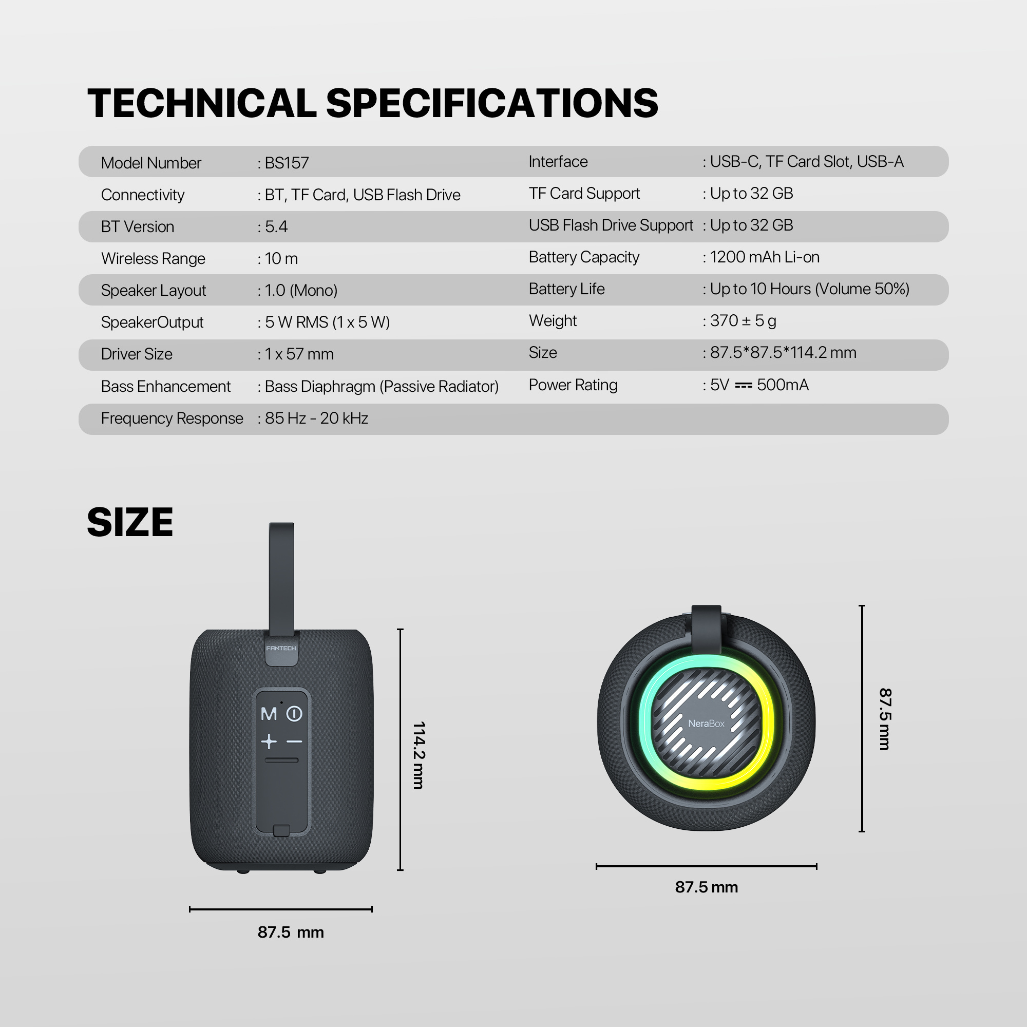Fantech Bs157 Nerabox Rgb Portable Bluetooth Speaker