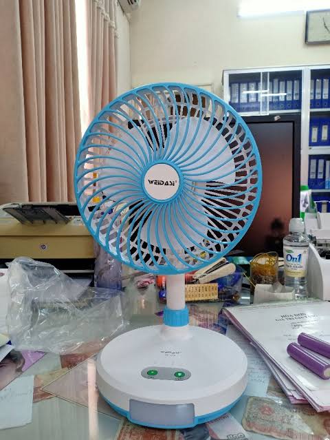 WEIDASI WD-219 Rechargeable 2400mAh Battery Strong Wind Portable Desk Fan With LED Light | Daraz ...