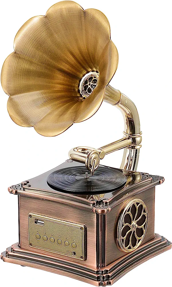 MIni Vintage Retro Classic Gramophone Phonograph Shaped Stereo Speaker ...