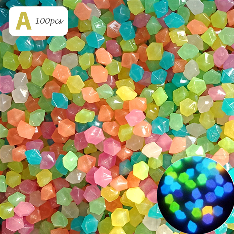 100Pcs Luminous Stones Home Garden Aquarium Landscaping Glow in the ...