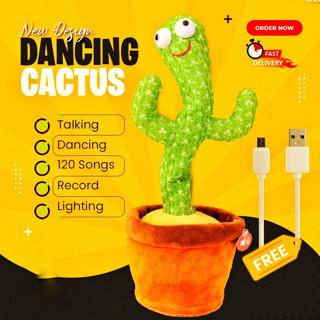 Talking & Dancing Cactus Mimicking Toy (USB CHARGING)-120 songs ...