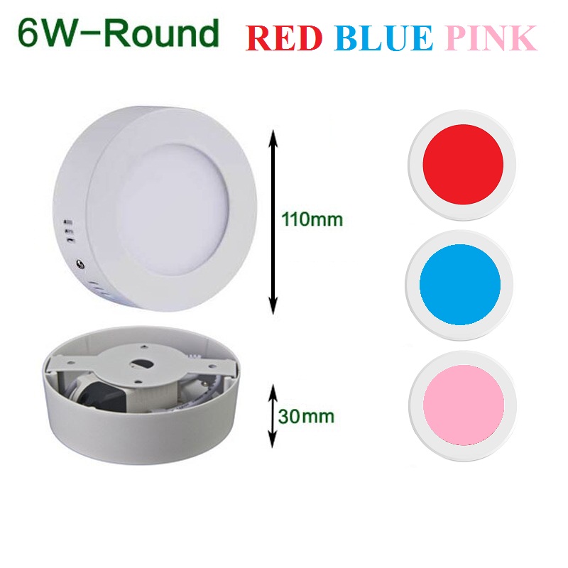 Led Panel Light Round 6w Surface Wall Ceiling 3 Color (Red Blue Pink ...