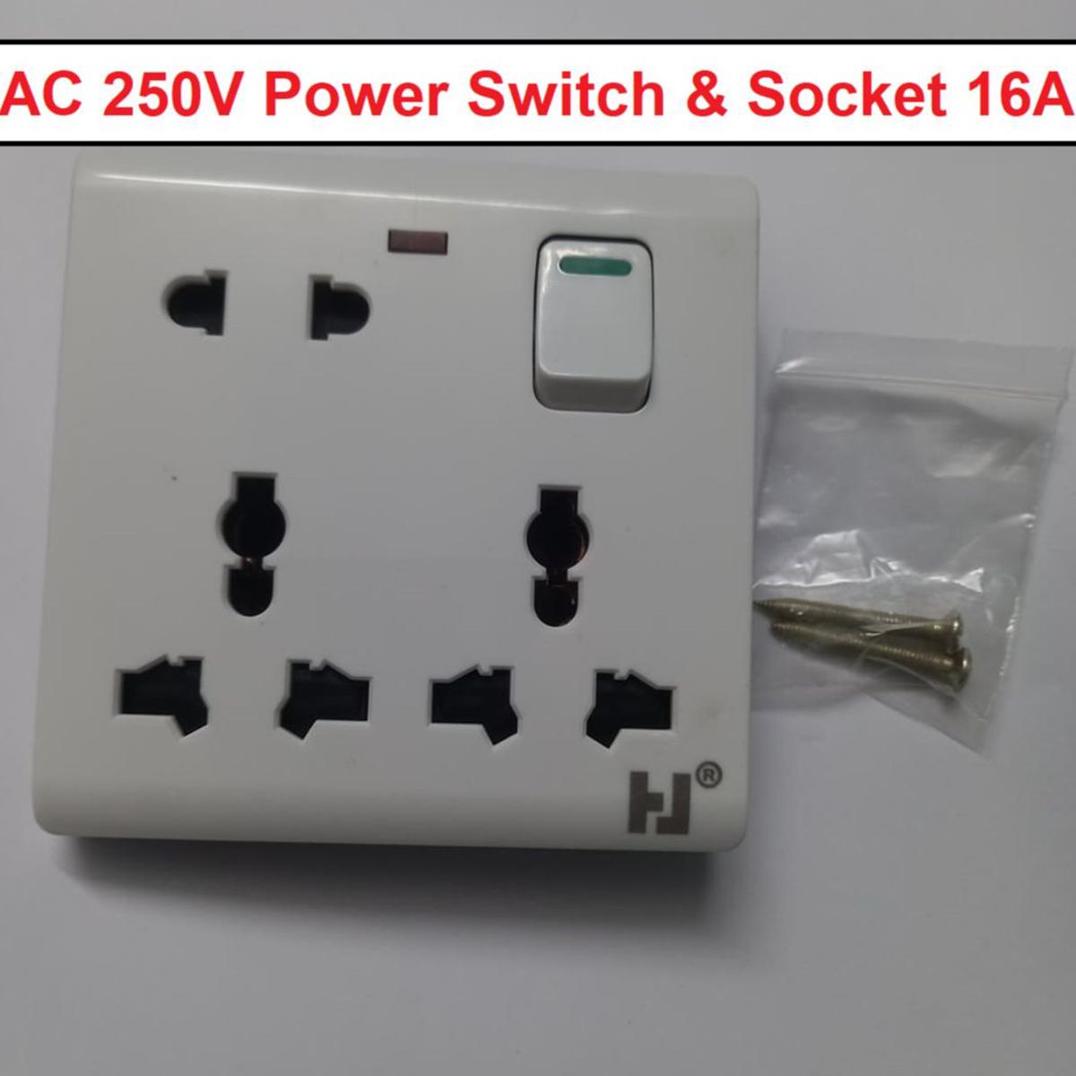 8Pin Universal Power Switchs 3Pin 2Pin Combine Socket AC 250V 16A 8 Pin ...