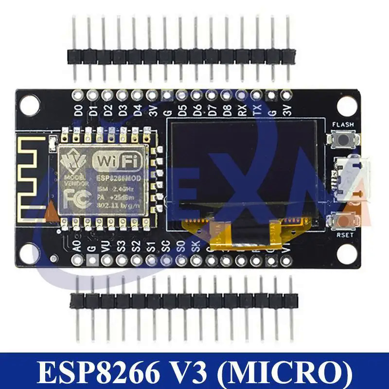 NodeMCU ESP8266 V3 Development Board With 0.96 Inch OLED Display CH340 ESP-12F WiFi Module TYPE ...