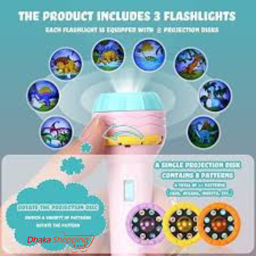 Mini Projector Torch Kids Flashlight Story book Educational Light-up ...