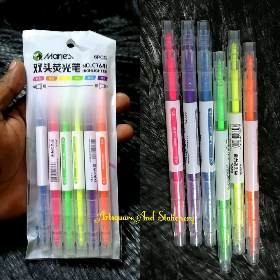 Marie's Double-Headed Highlighter pen 6ps Model:7641 | Daraz.com.bd